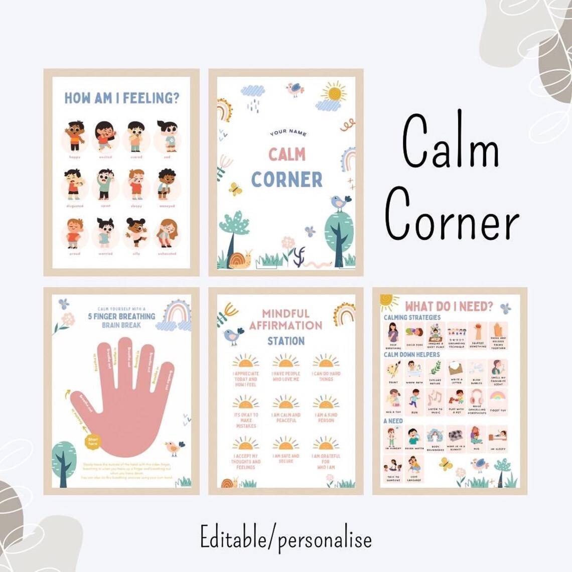 Calm Corner Poster Printable Mindfulness - Etsy