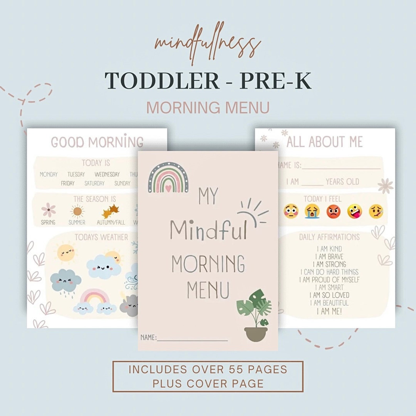 Childrens Activity Worksheets Mindful Morning Menu - Etsy