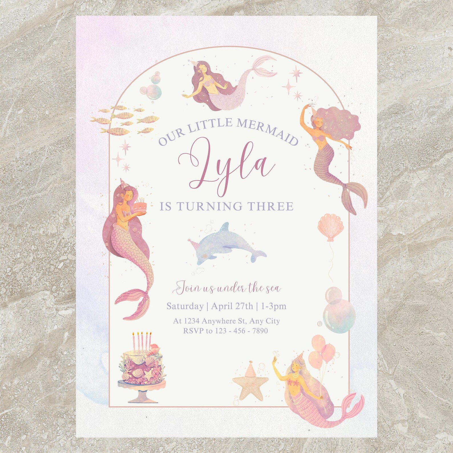 Mermaid Birthday Invitation Party Personalised/editable Digital ...