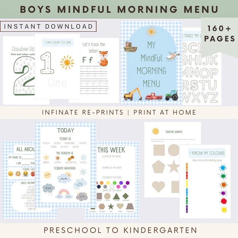 Boys Mindful Morning Menu - Etsy