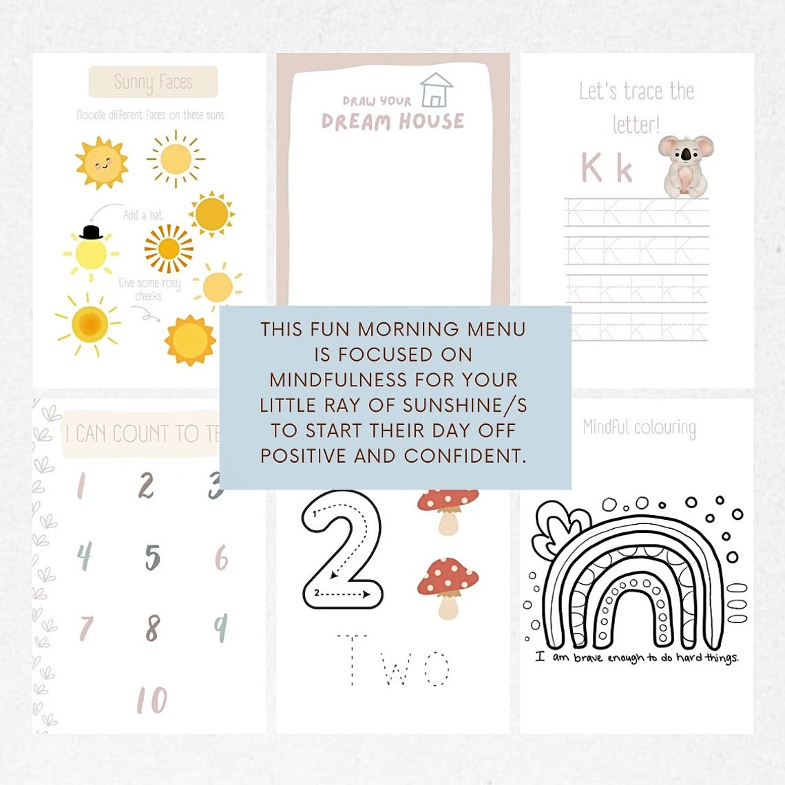 Children’s Activity Worksheets | Mindful Morning Menu - Etsy