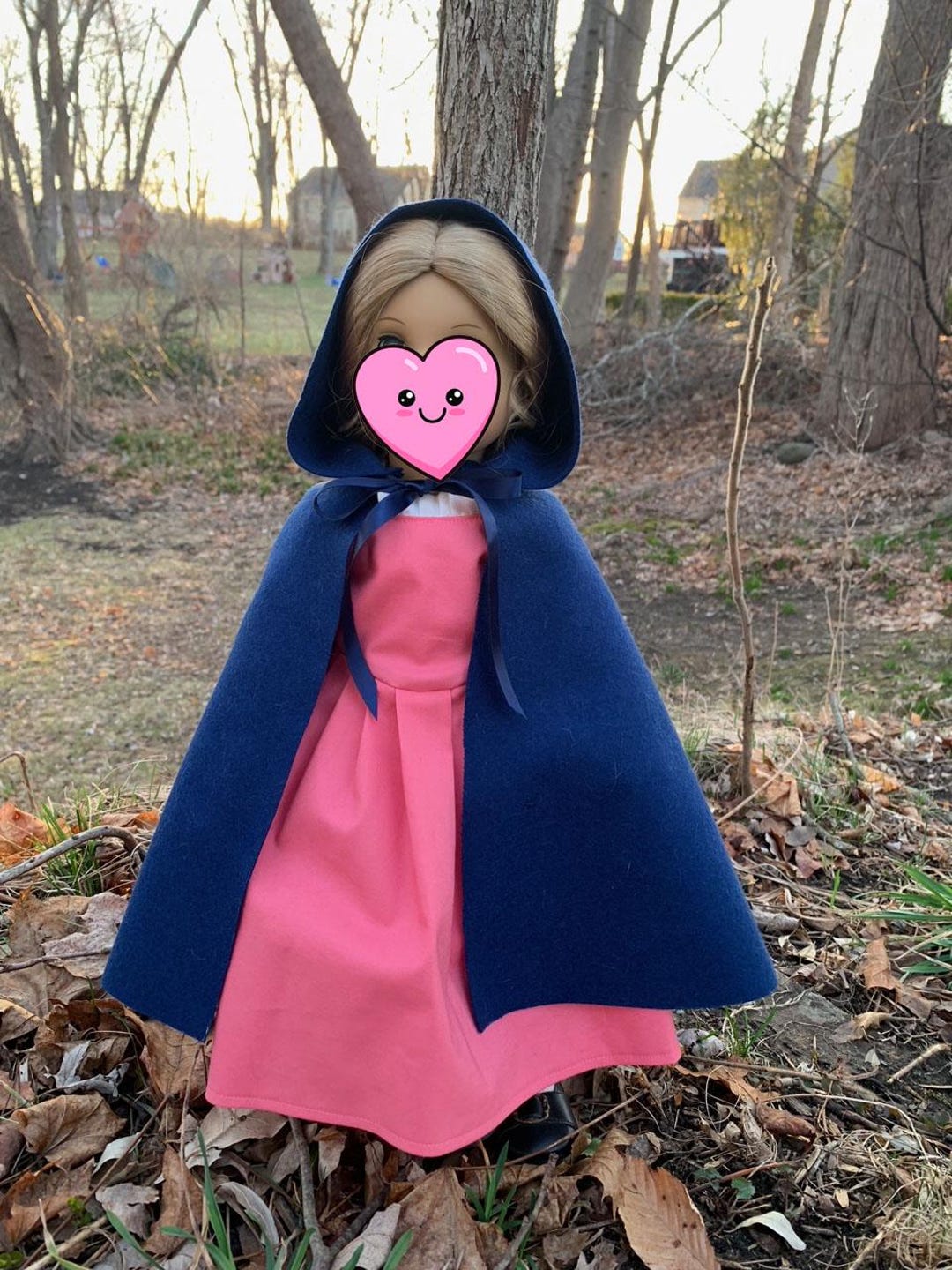 Quality Blue Wool Cloak for 18 Inch Colonial American Themed Girl Doll ...