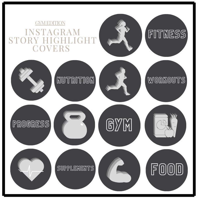 Gym Edition - INSTAGRAM Story Highlight Covers (grey) - Etsy