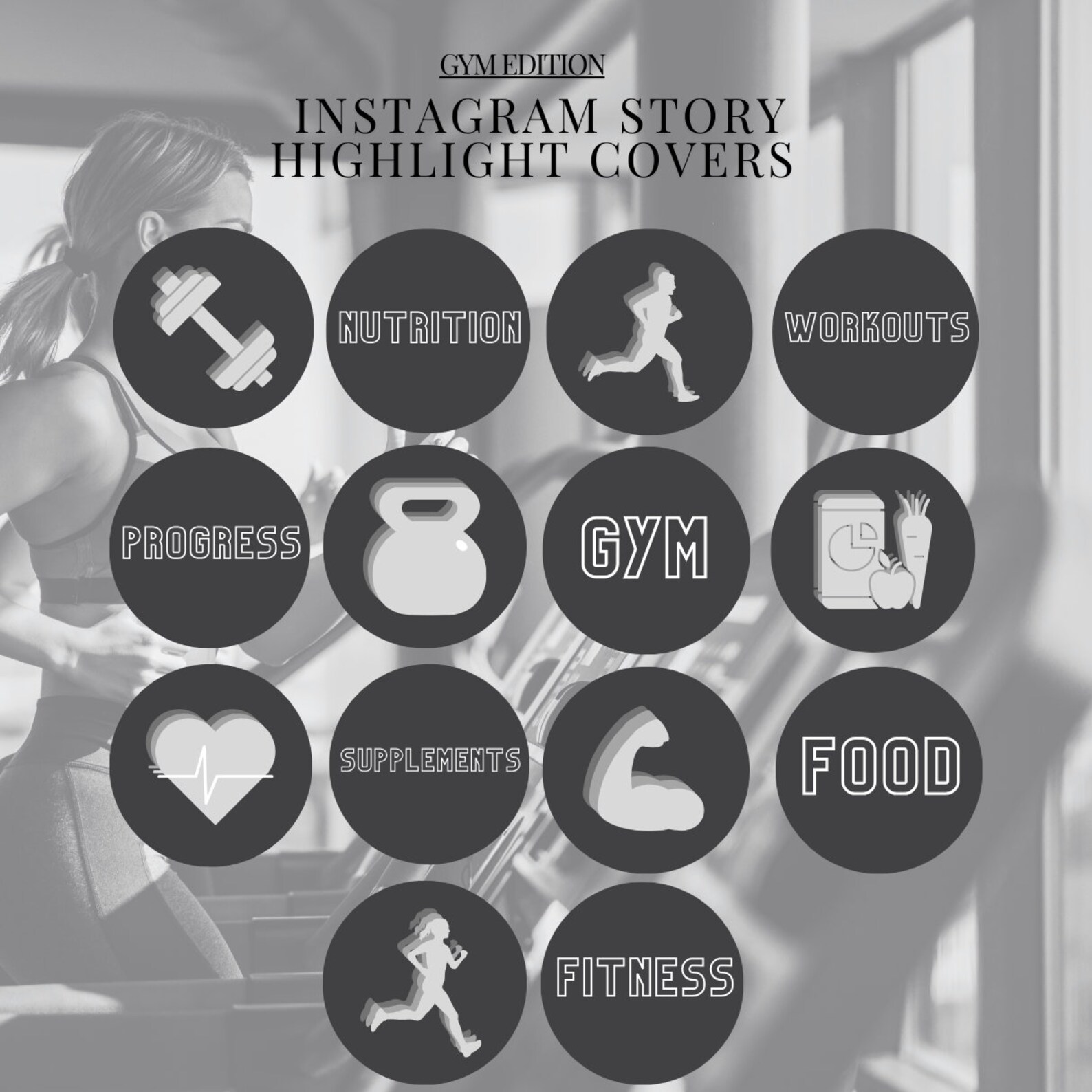 Gym Edition - INSTAGRAM Story Highlight Covers (grey) - Etsy