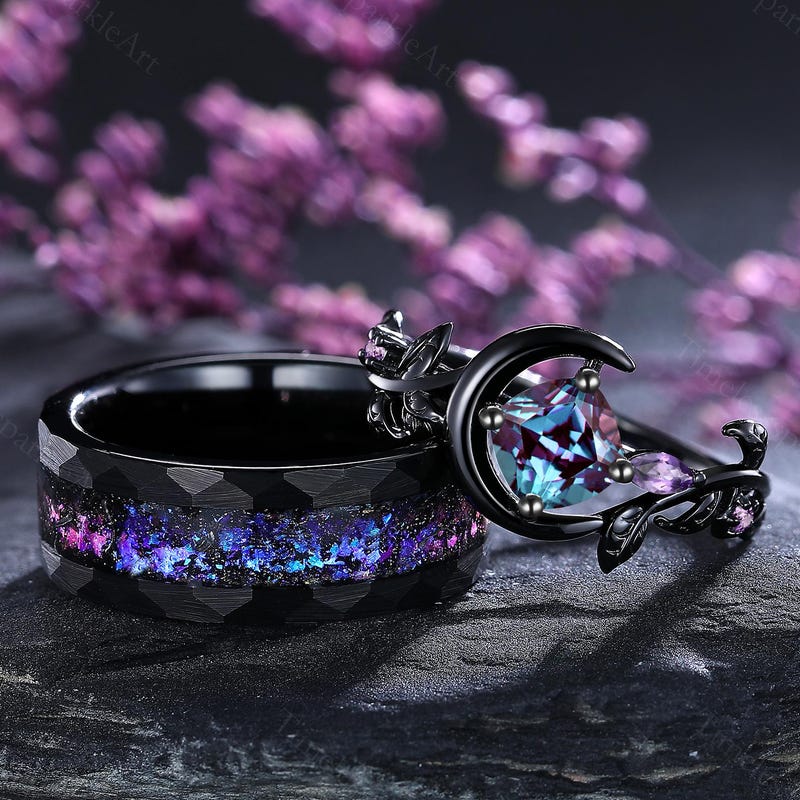 Purple Moon Wedding Ring - Etsy UK