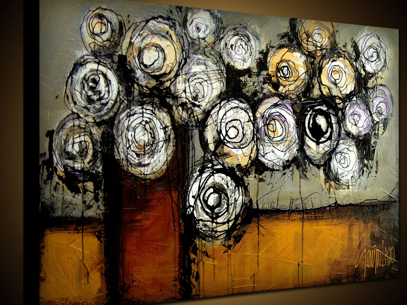 Original Floral Abstract Painting on Canvas, Contemporary Wall Art ...