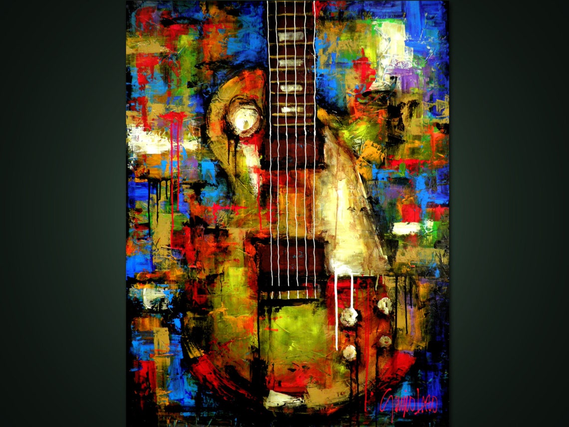 Original Painting Abstract Guitar Modern Abstract Art by | Etsy