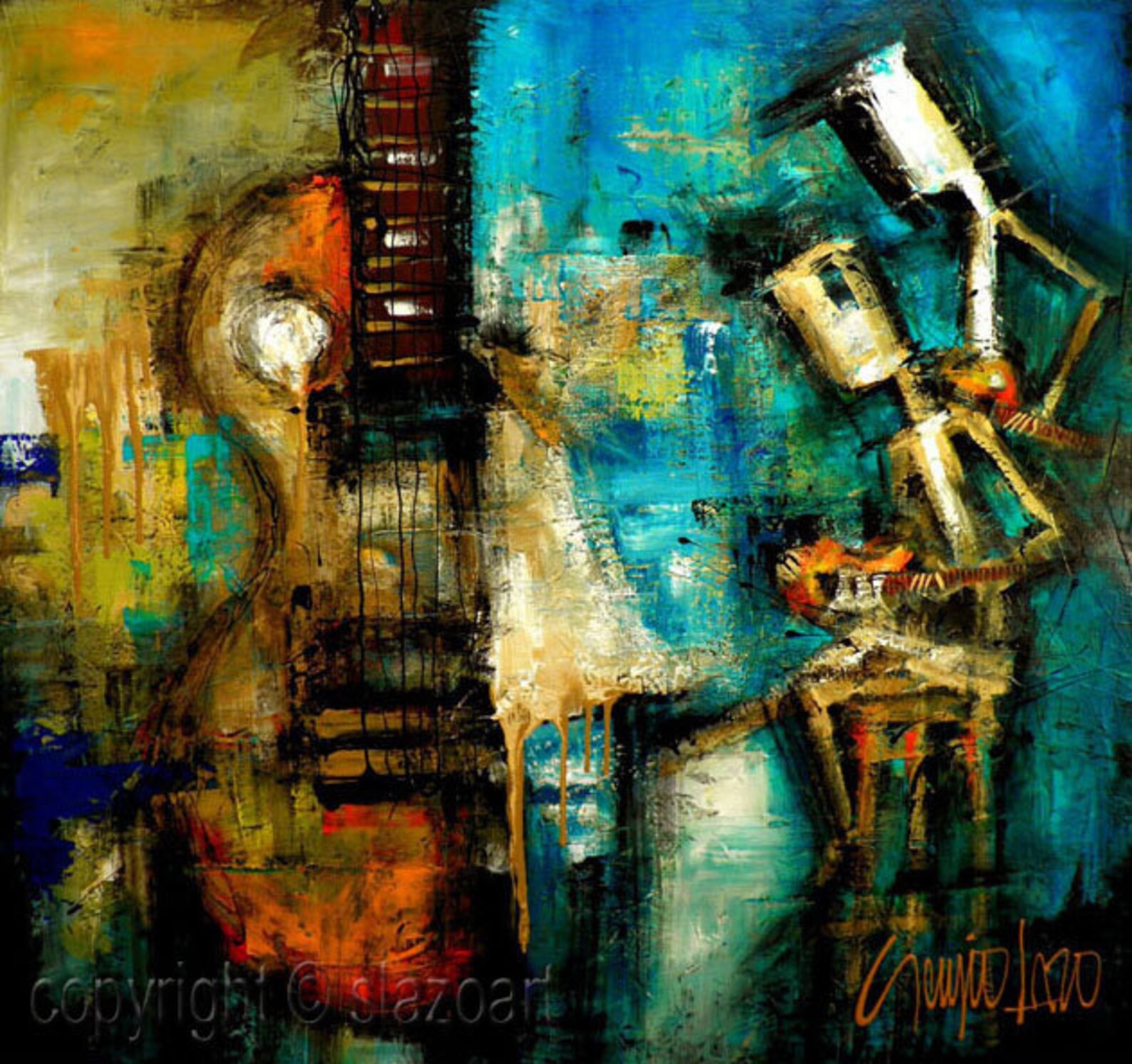 Original Custom Painting Modern Abstract Art by SLAZO 36x36 Made to ...