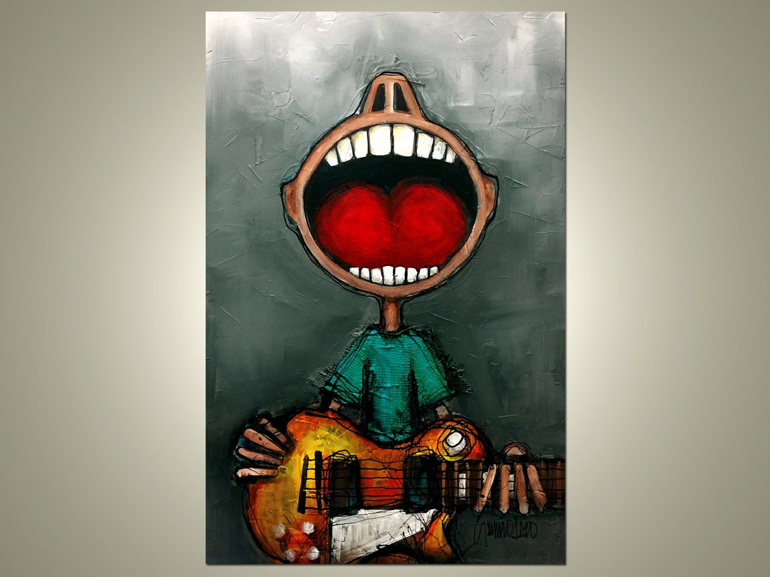 Made to Order - Original Painting - Boy With Guitar - Modern Abstract ...