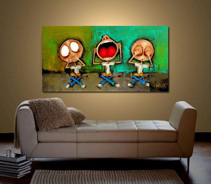 Original Painting Modern Abstract Art by SLAZO 24x48 - Etsy