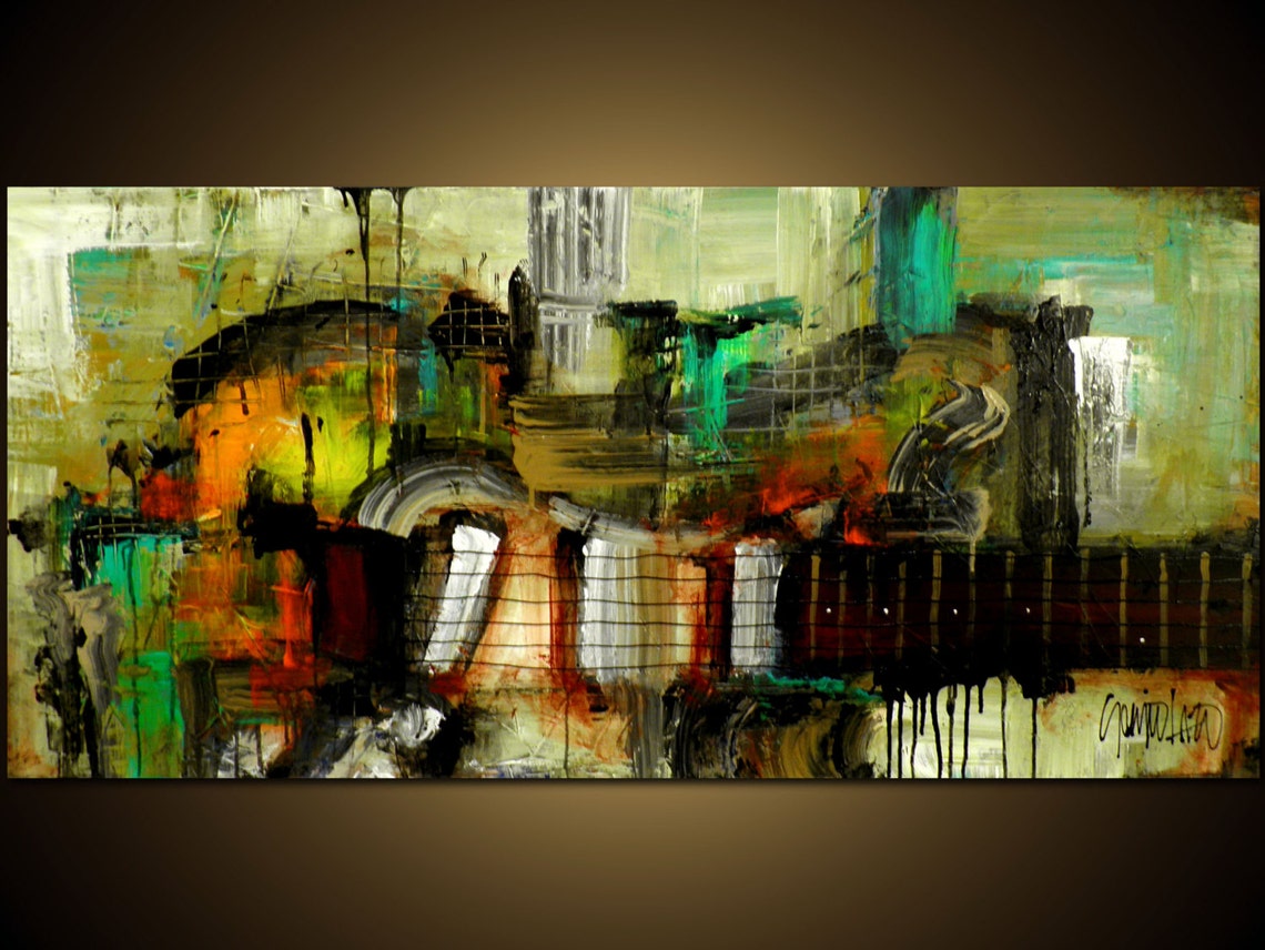 Original Painting Modern Abstract Art by SLAZO 24x48 Made to Order - Etsy