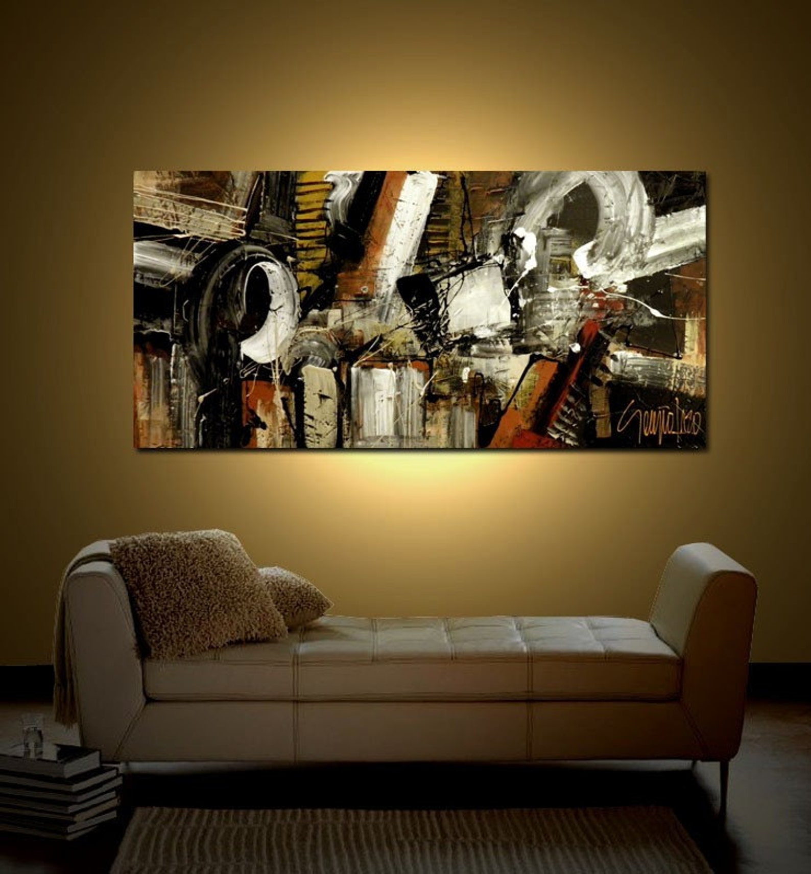 Original Abstract Painting Modern Abstract Art by SLAZO 24x48 - Etsy