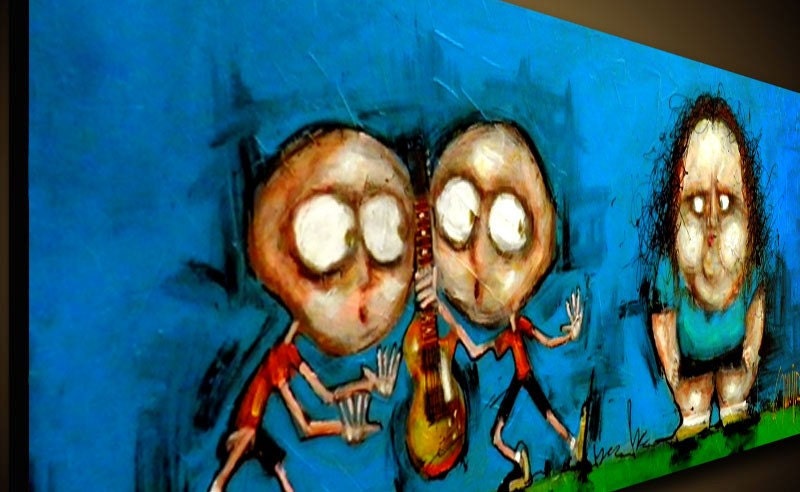 Original Painting Modern Abstract Art by SLAZO 20x60 Made | Etsy