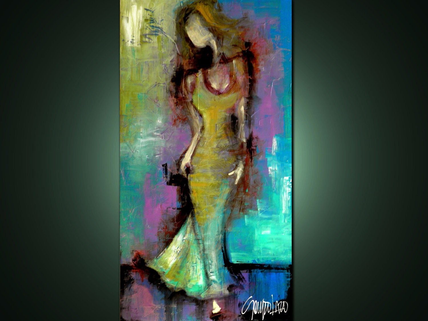 Original Painting Modern Abstract Art by SLAZO Made to Order 24x48 - Etsy