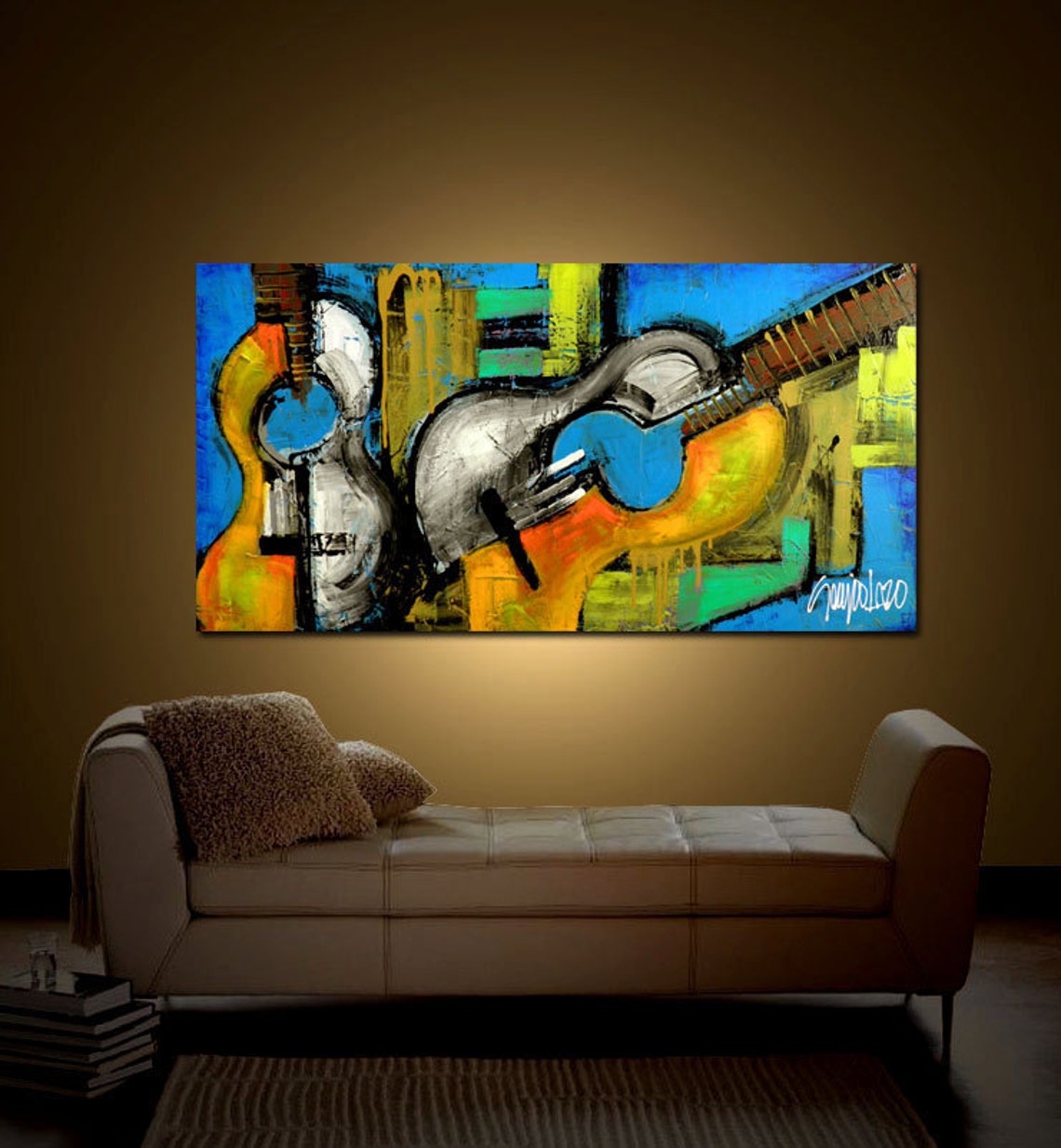 Original Painting Modern Abstract Art by SLAZO Made to Order 24x48 - Etsy