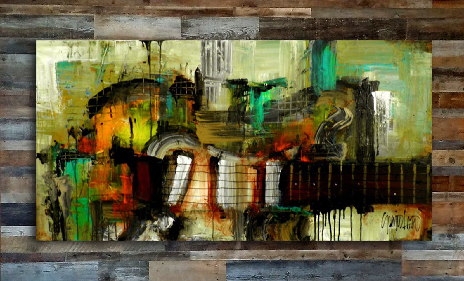 Original Painting Modern Abstract Art by SLAZO 24x48 Made to Order - Etsy