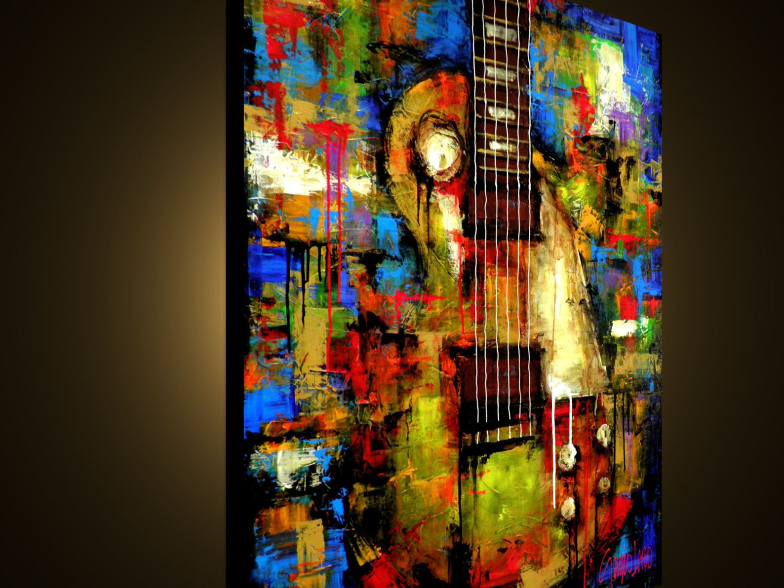 Original Painting - Abstract Guitar - Modern Abstract Art by SLAZO ...