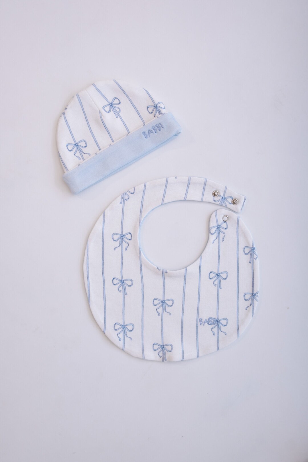 Blue Ribbon Bib and Hat Set, Cotton Bib, Cotton Hat, Burp Cloth, Muslin ...