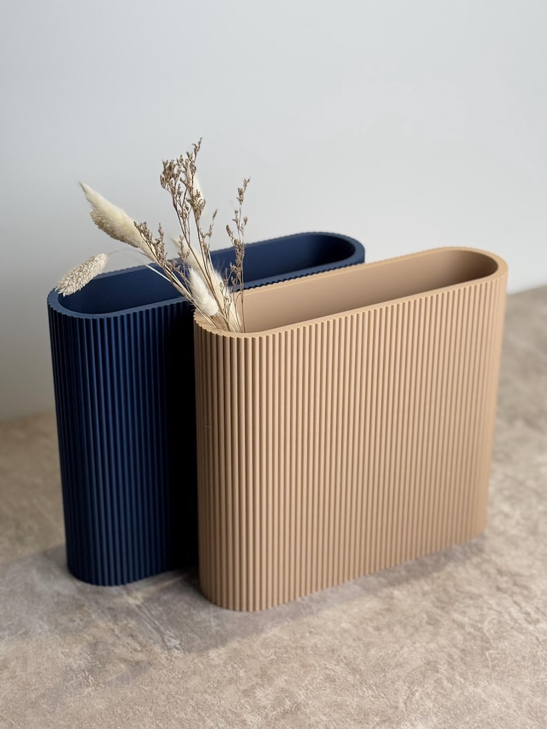 Minimalist Modern Oval Vase, Wide Vase, Dried Flowers Vase, 10 Colour ...