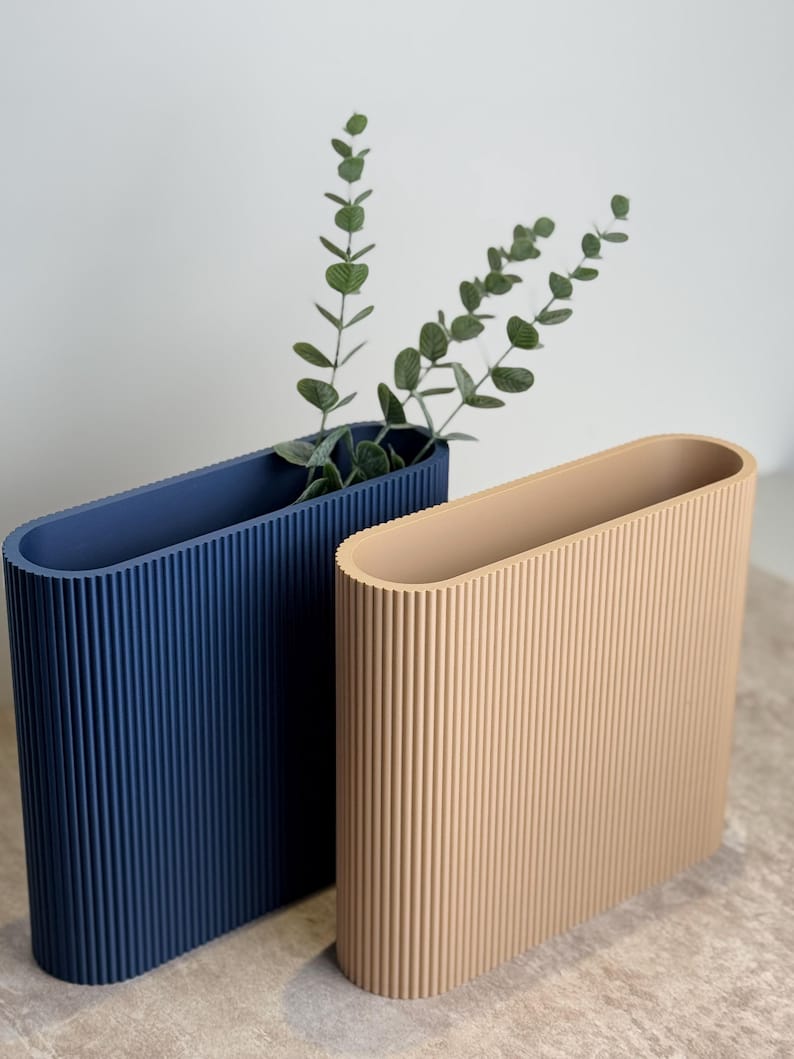 Minimalist Modern Oval Vase, Wide Vase, Dried Flowers Vase, 10 Colour ...