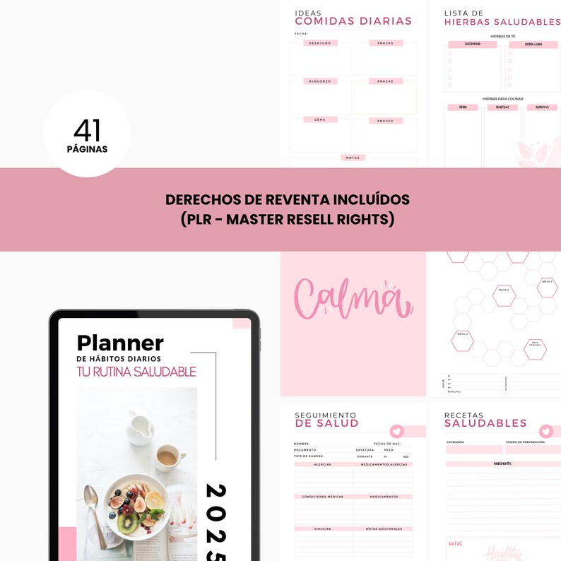Spanish Health Planner: Daily Wellness, Habit Tracker (canva Template ...