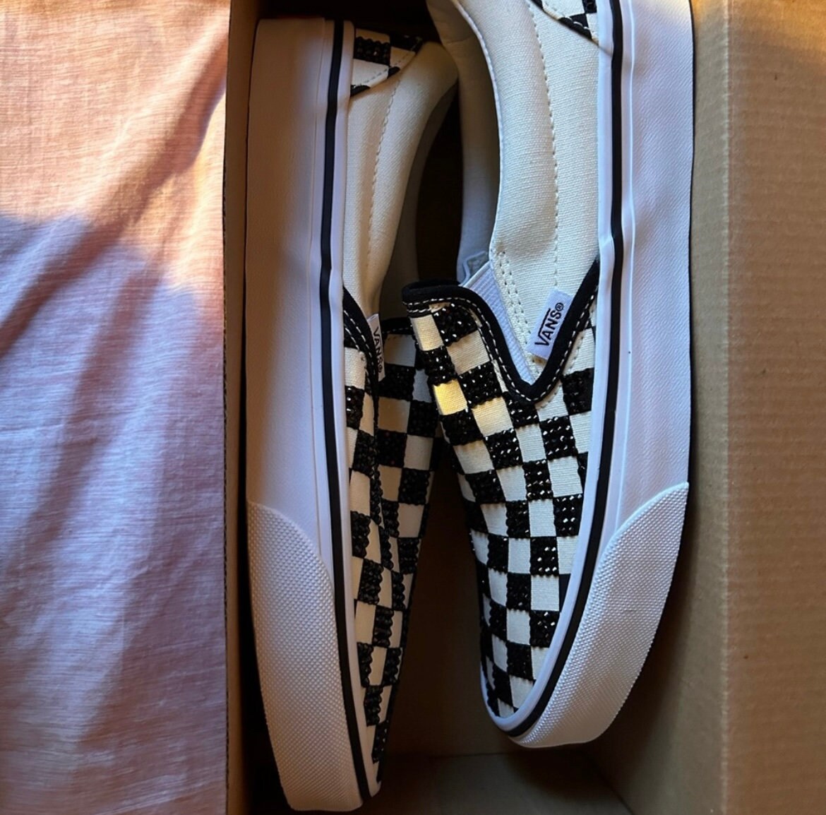 Customized Rhinestone Classic Checkerboard Vans Slip Ons Womens - Etsy