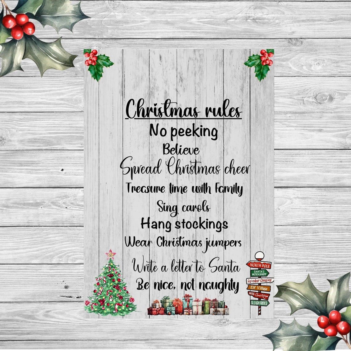 Personalised Christmas Rules Plaque - Etsy