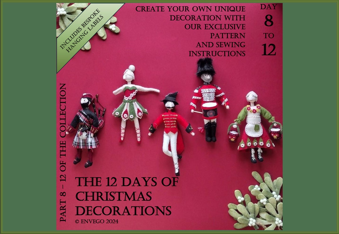 12 Days of Christmas Decorations, 12 Days Sewing Pattern, Felt ...