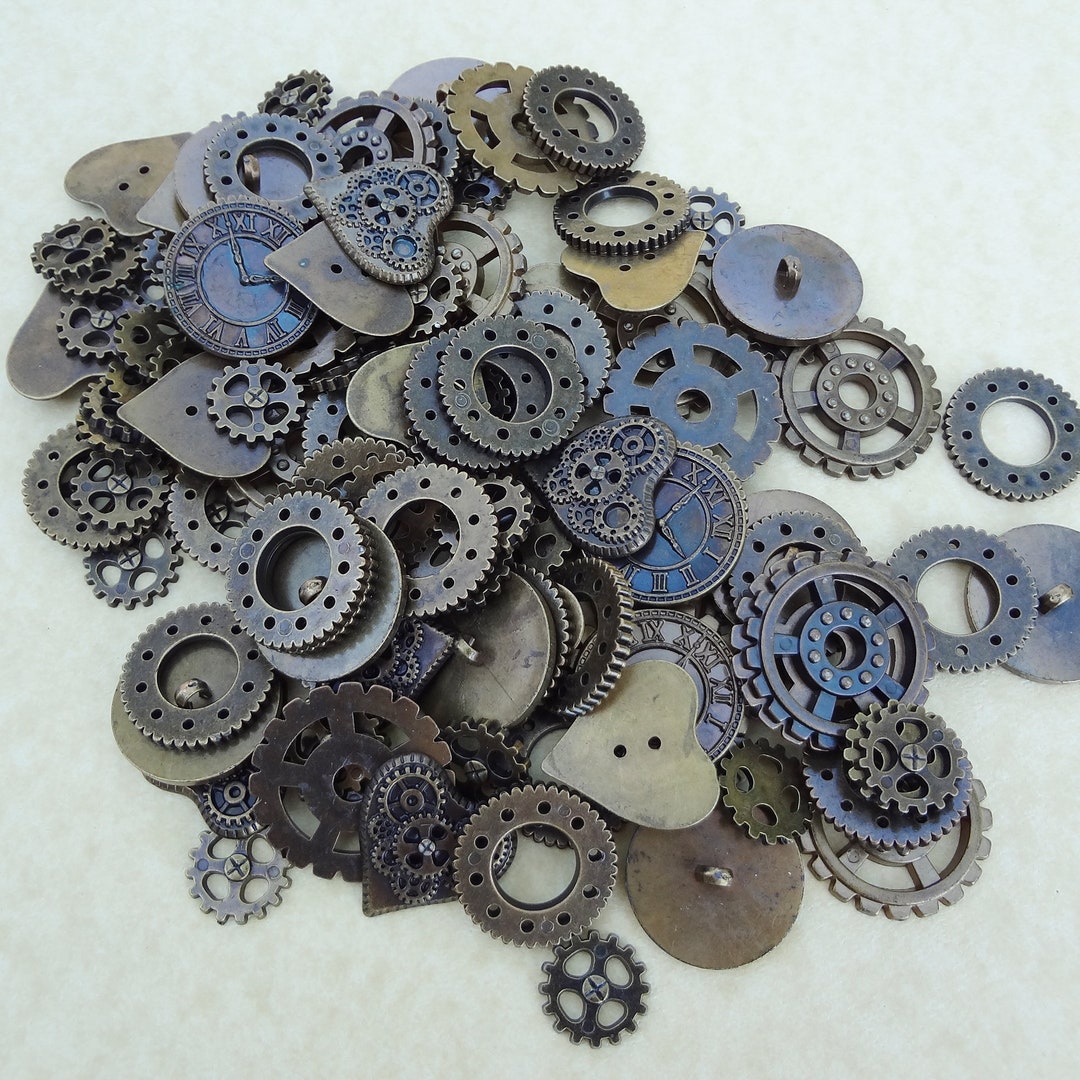 Plastic Watch Gears & Buttons Antiqued Faux Brass Metal - Etsy