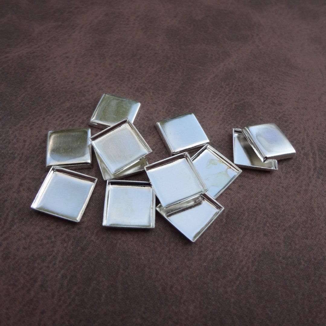 8mm Silver Plated Square Low Wall Closed Back Bezel Settings for Flat ...