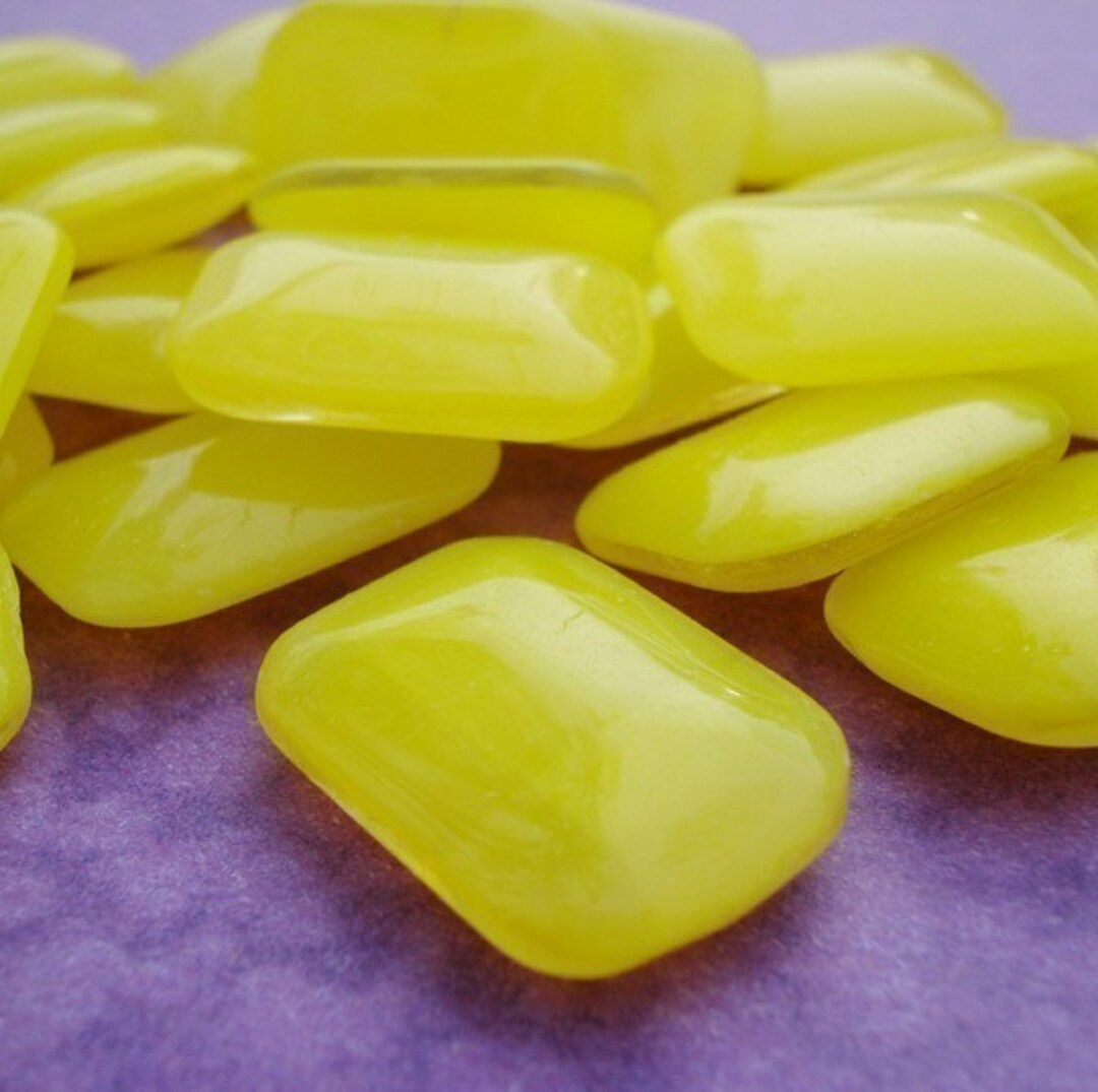 18x13mm Yellow Octagon Vintage Smooth Top Unfoiled Glass Moonstones ...