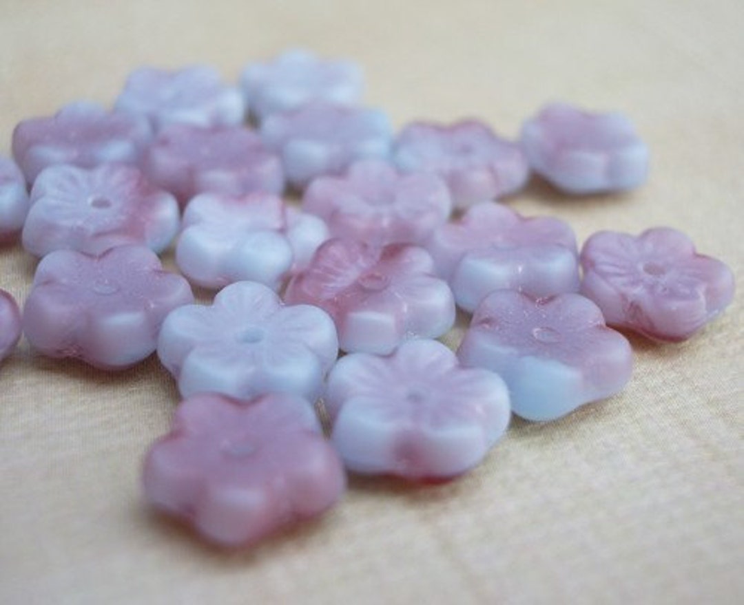 Czech 8x3mm Blue Raspberry Swirl Matte Finish Flat Flower Beads (20 ...