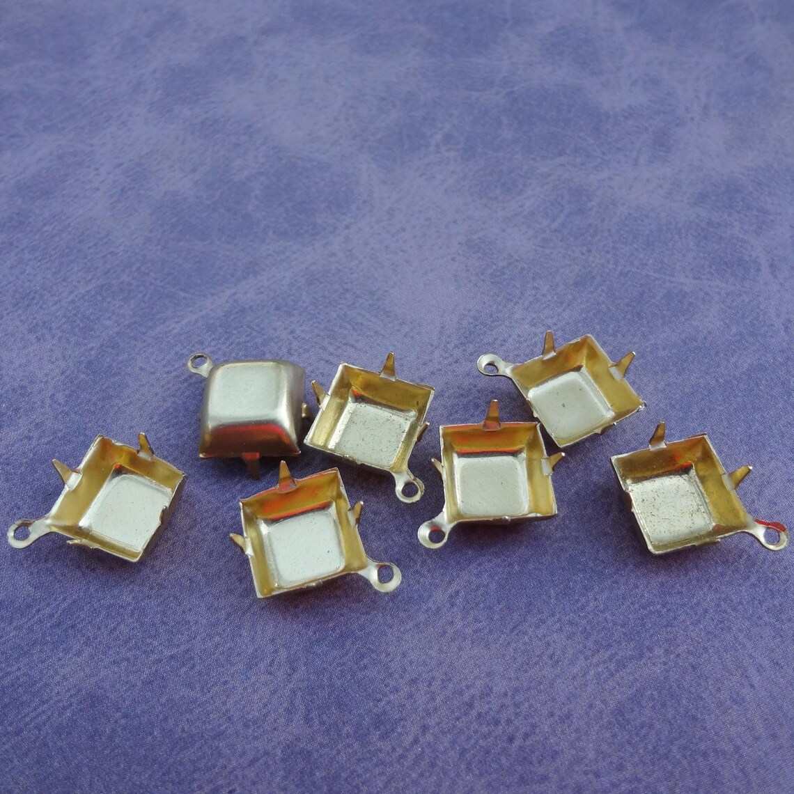 10mm Brass Square 1 Ring Closed Back Rhinestone Prong Settings for ...
