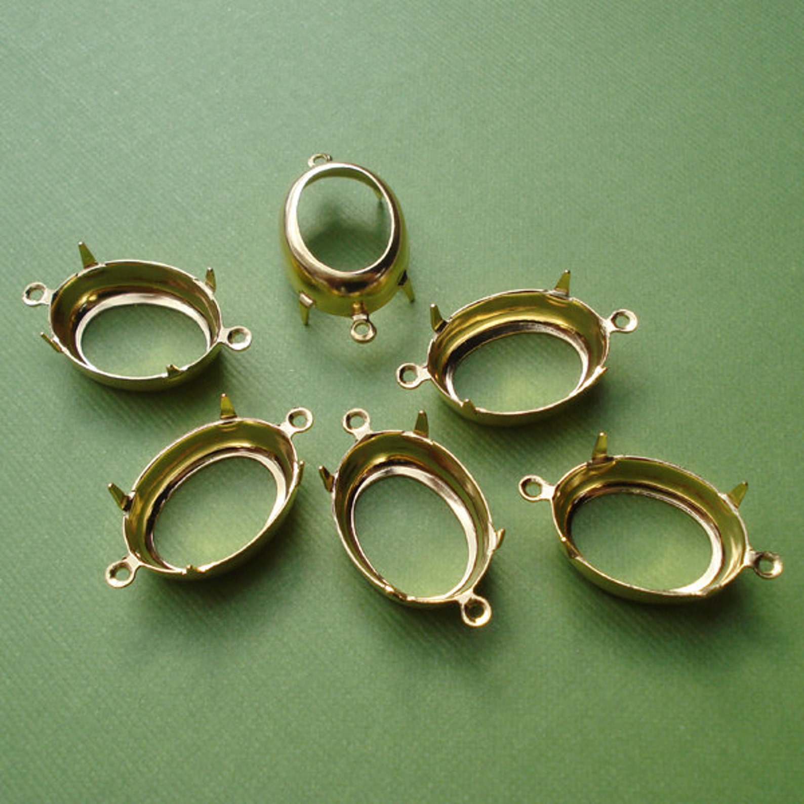 18x13mm Gold Plated Oval 2 Ring Open Back Prong Rhinestone - Etsy