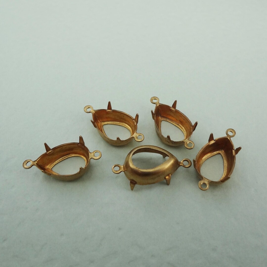 13x8.5mm Brass Pear/teardrop 2 Ring Open Back Connector Prong Settings ...