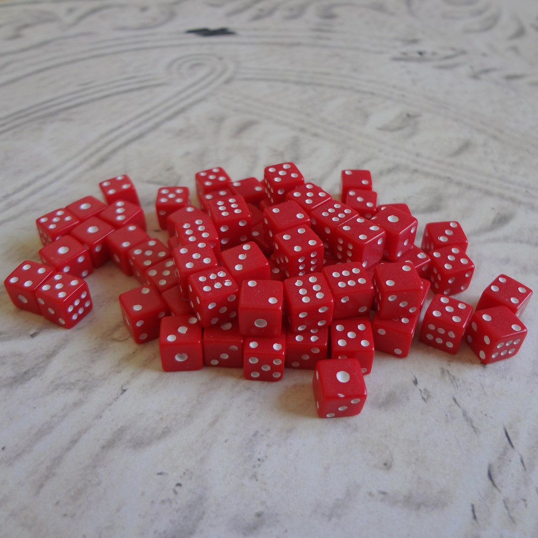 6mm Miniature Dice Red With White Dots * NO Holes * Plastic Cubes * DIY ...