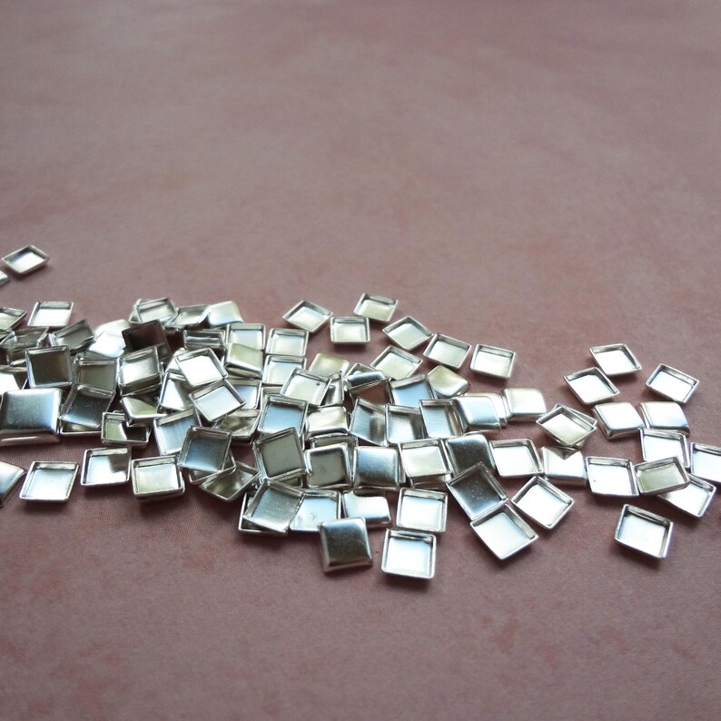 4mm Square Silver Plated Low Wall Bezels for Fimo, Resin, Clay and Cabs ...