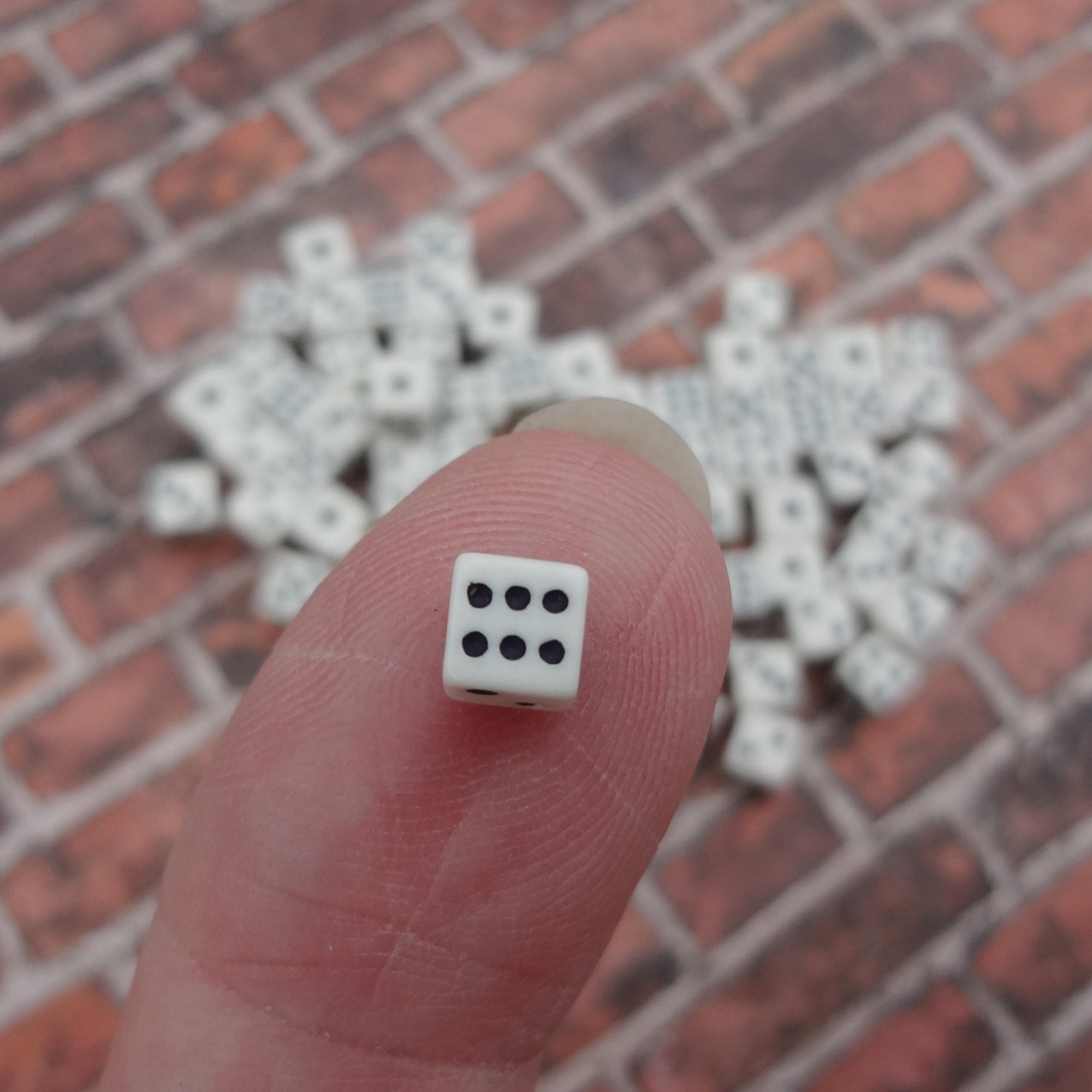 5mm Miniature Dice White With Black Dots NO Holes Plastic Cubes ...