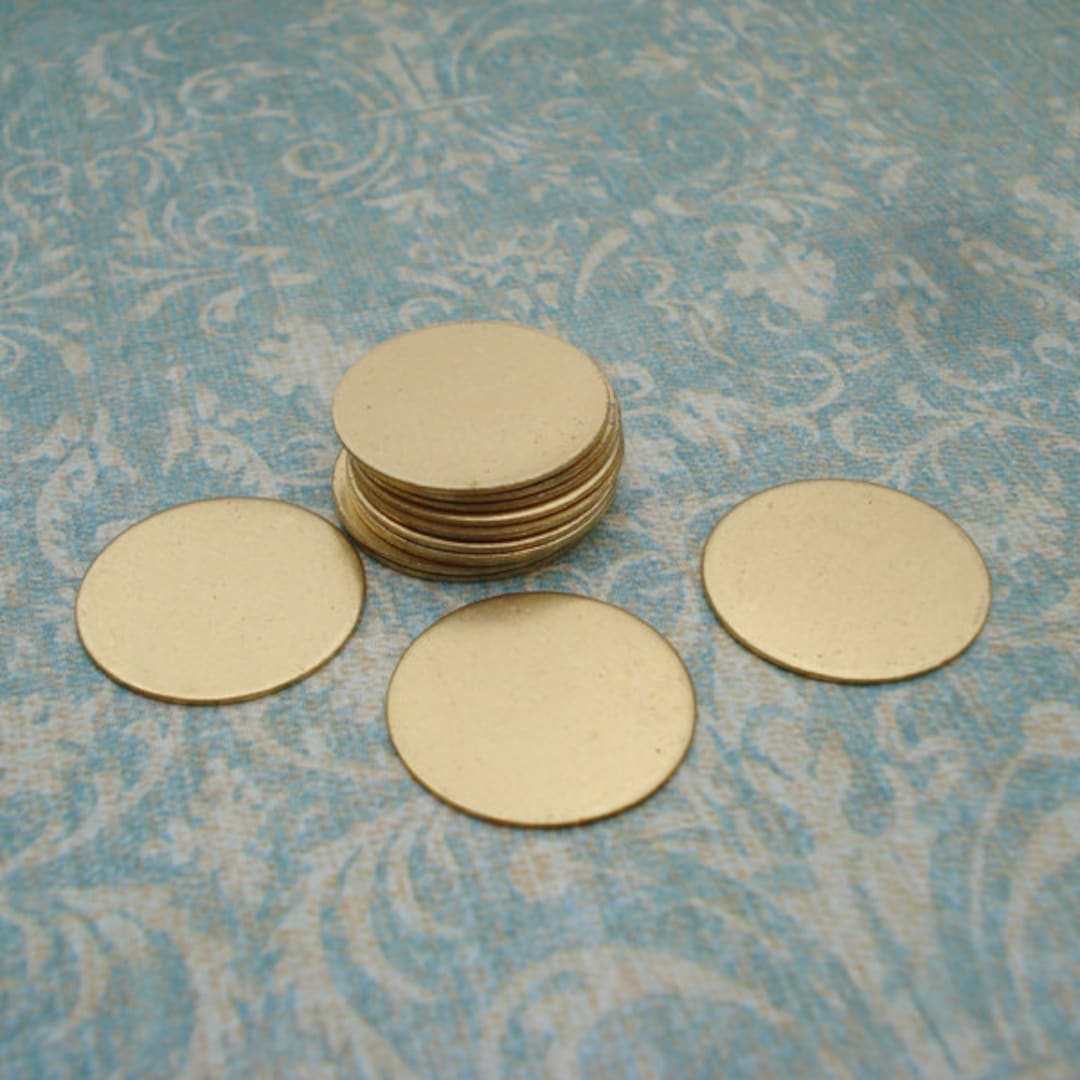 16mm/5/8" Brass No Hole Flat Round Disc Blank Pad Stampings or Settings ...