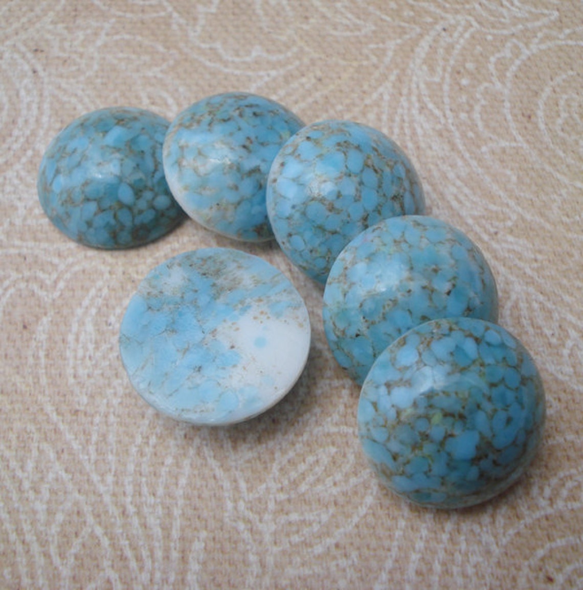 18mm Vintage Turquoise Matrix Mottled Flat Back Round Glass | Etsy