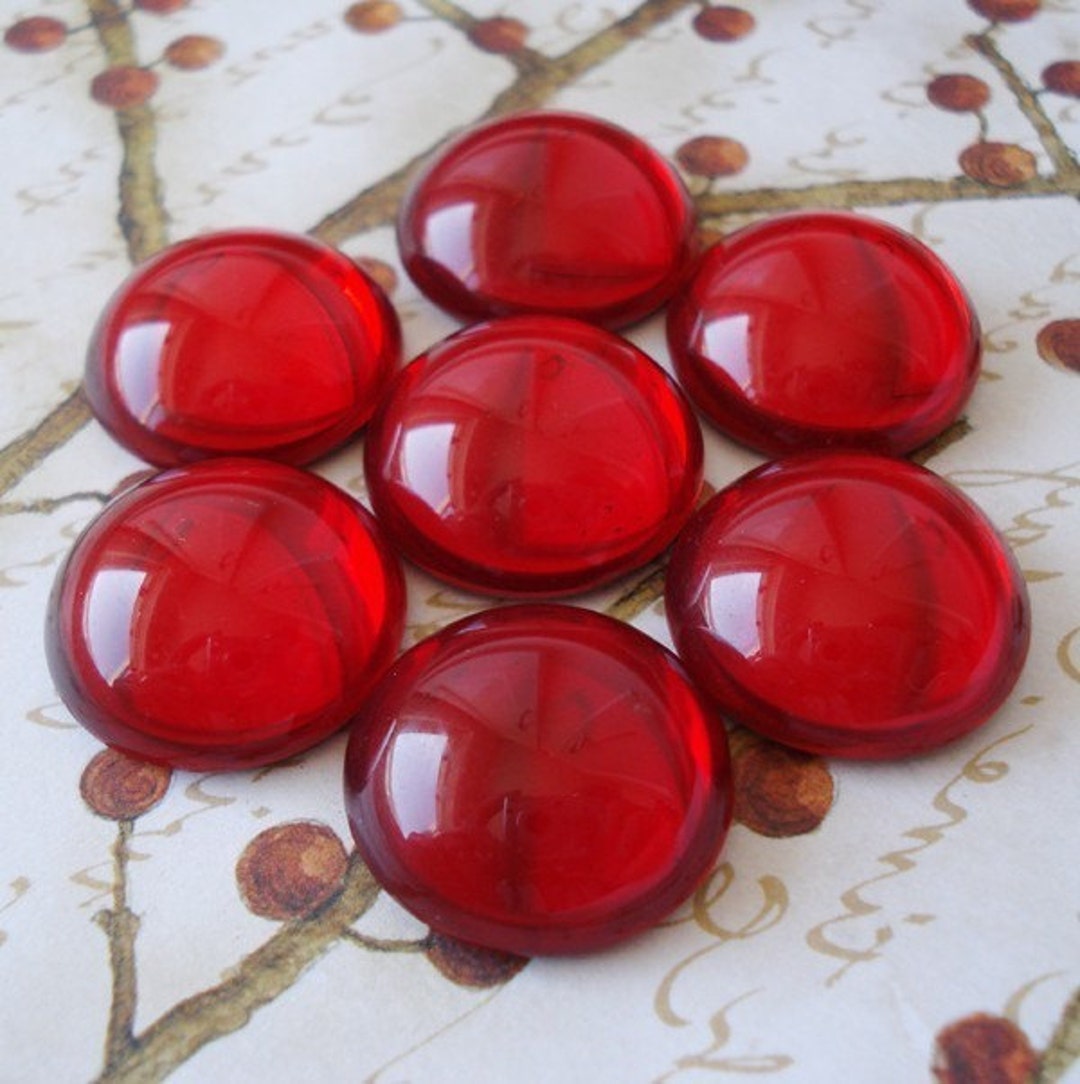 20mm Siam Ruby Red Gold Foiled Flat Back Round Czech Preciosa Glass ...