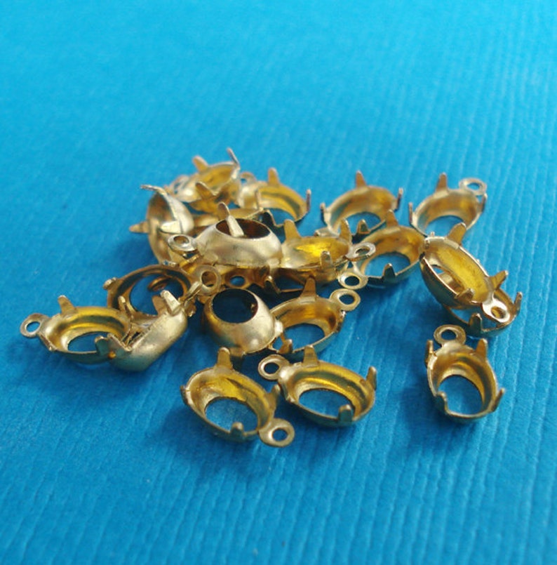 7x5mm Brass 1 Ring Open Back Oval Rhinestone Prong Settings - Etsy