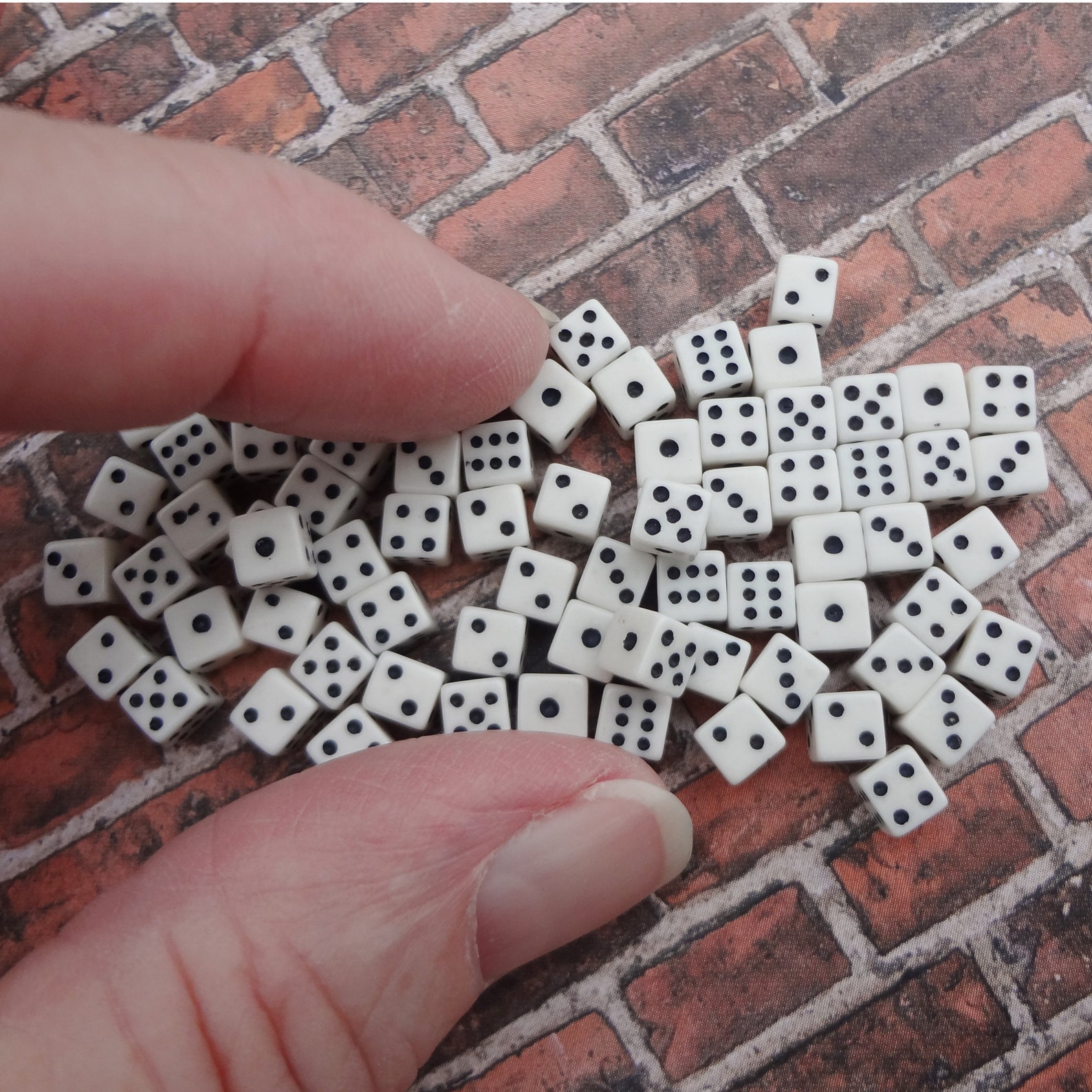 5mm Miniature Dice White With Black Dots NO Holes Plastic Cubes ...