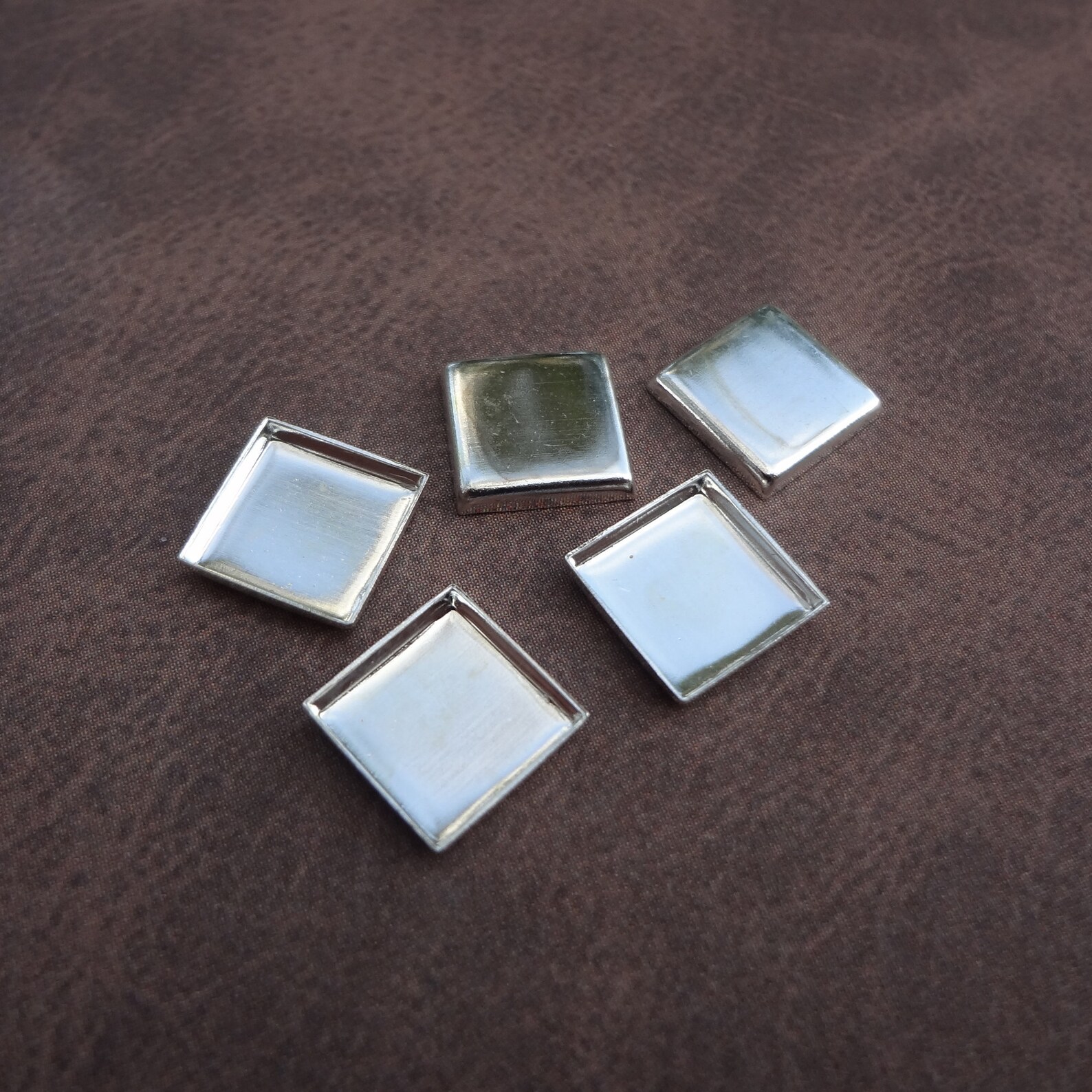 8mm Silver Plated Square Low Wall Closed Back Bezel Settings for Flat ...