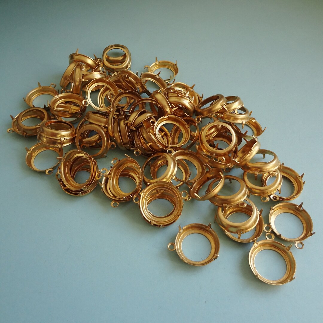 18mm/75ss Brass 1 Ring Open Back 3.5mm Low Wall Round Rhinestone Prong ...