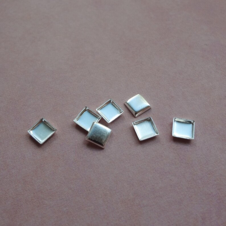 4mm Square Silver Plated Low Wall Bezels for Fimo, Resin, Clay and Cabs ...