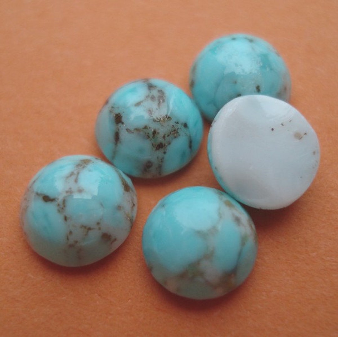 7mm Turquoise Matrix Mottled Flat Back Vintage Czech Glass - Etsy UK