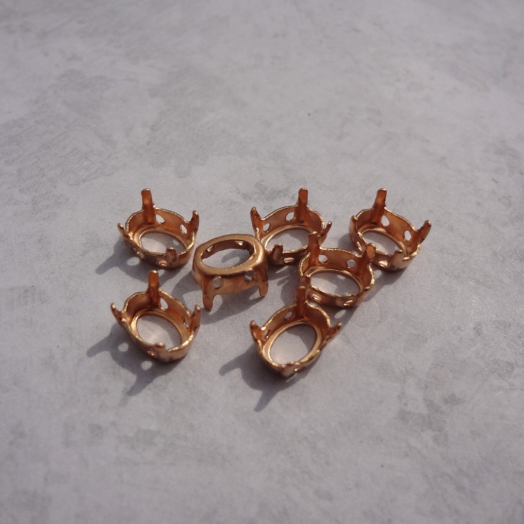 8x6mm Brass Oval Sew on Copper Color Rhinestone Prong Settings for ...