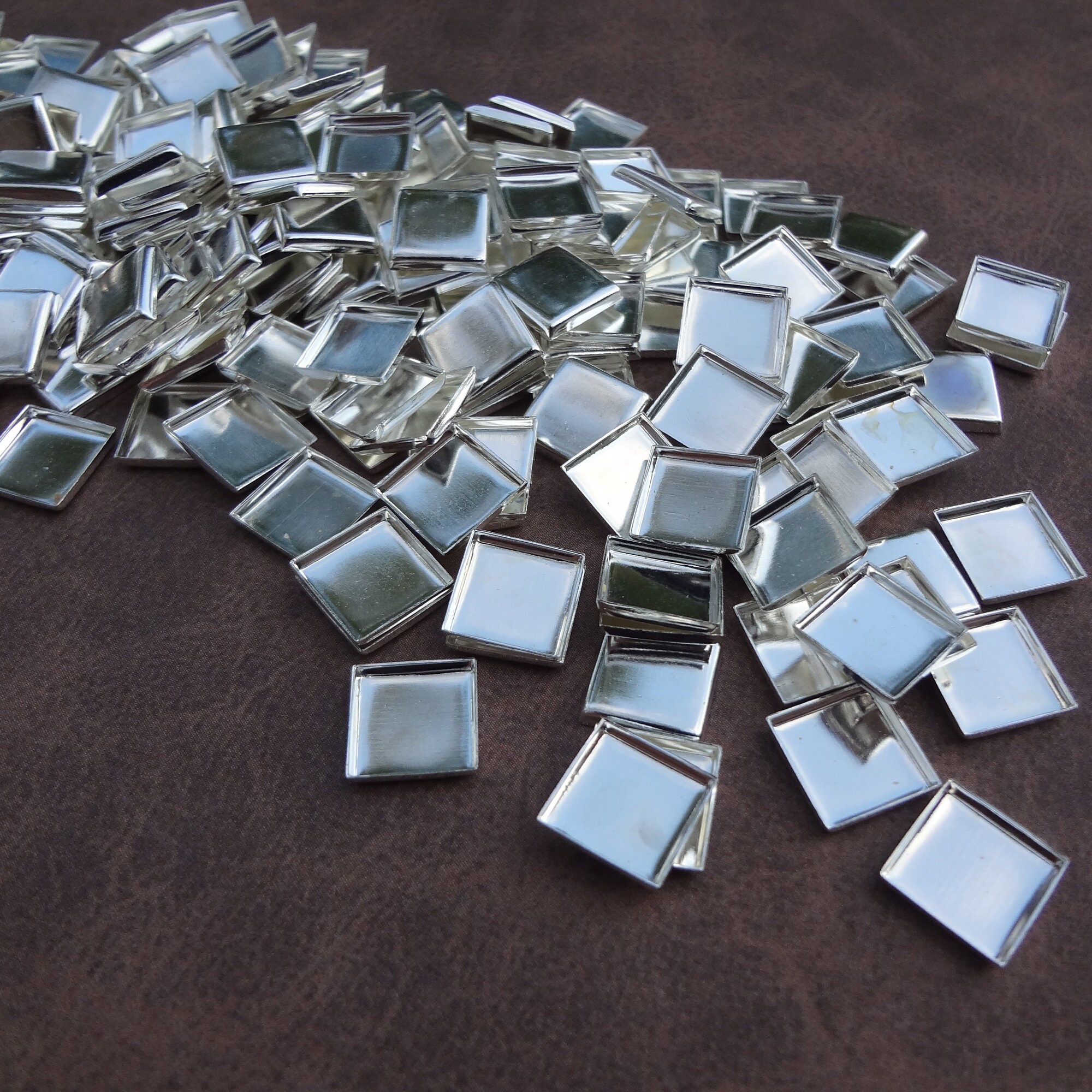 8mm Silver Plated Square Low Wall Closed Back Bezel Settings for Flat ...