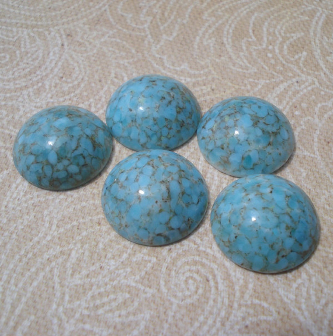 18mm Vintage Turquoise Matrix Mottled Flat Back Round Glass - Etsy